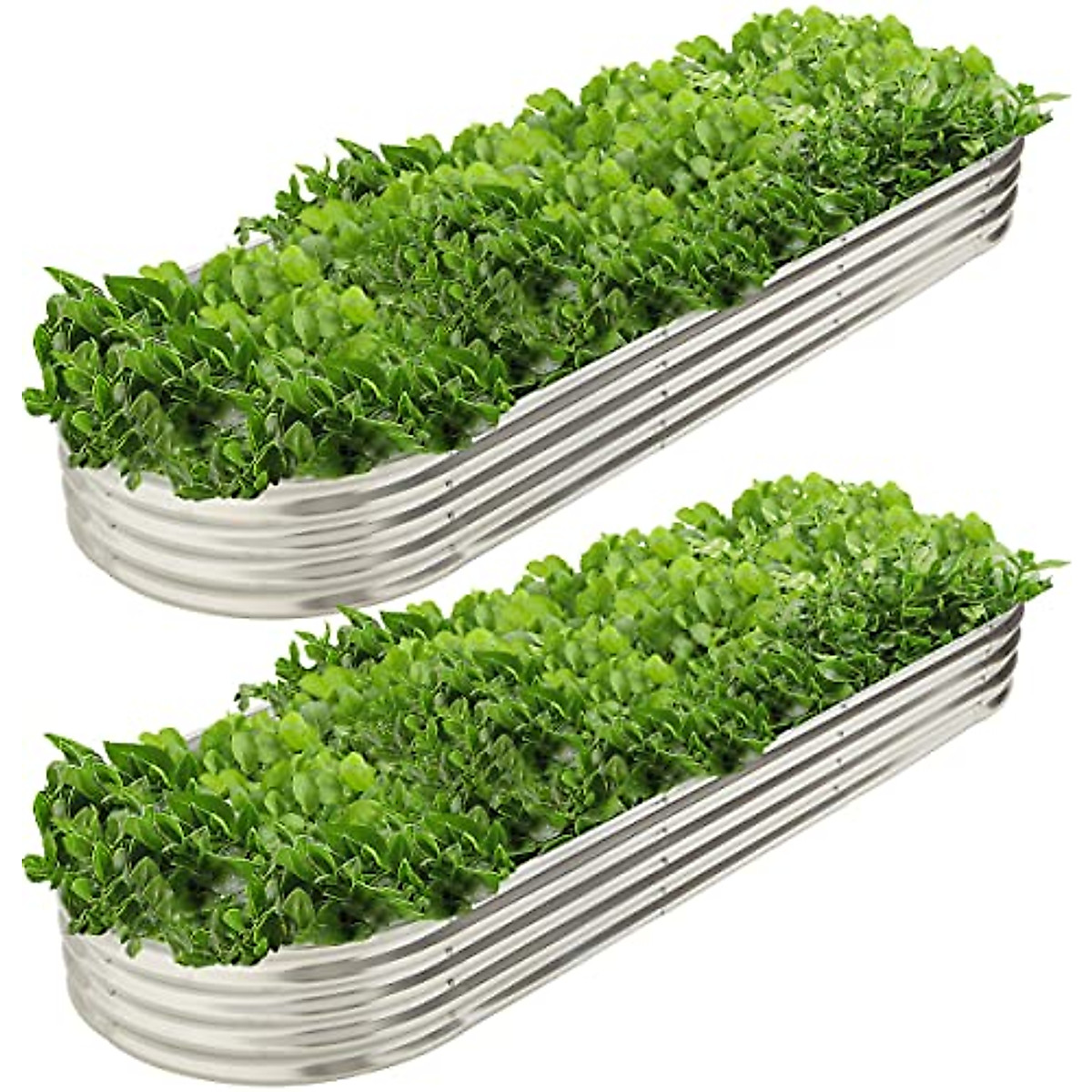sunny cosy 9' x 3' Metal Oval Raised Garden Bed Planter (2 PK)