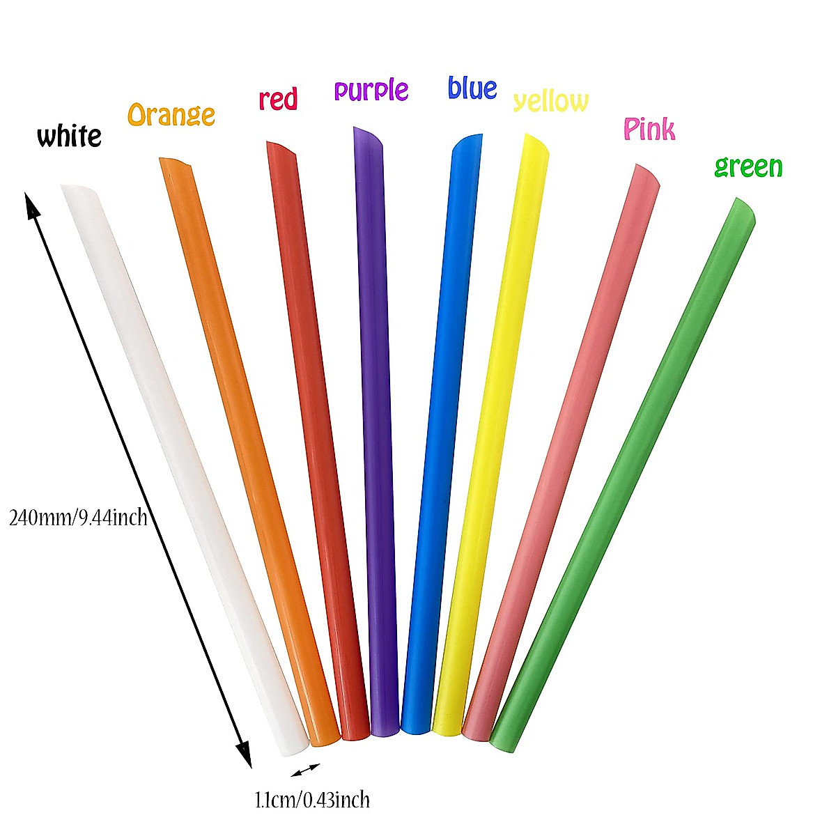 200 Pack Milkshake Plastic Straws, Multi Colors Jumbo Smoothie Straws, Lndividual package, for Bubble Tea and Milkshake.