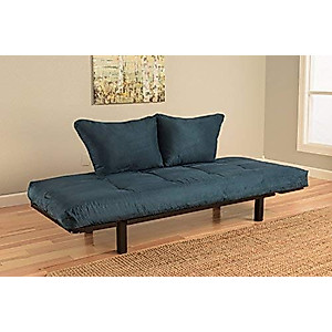 Best Futon Lounger Sit Lounge Sleep Smaller Size Furniture is Perfect for College Dorm Bedroom Studio Apartment Guest Room Covered Patio Porch . KEY KITTY Key Chain INCLUDED ( Posh Blue)