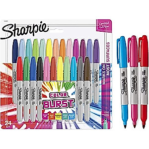 Permanent Markers，Fine Point Permanent Markers ，Rich Colors For Kids and Adult Coloring as Painting ，Office, School Supplies，24 Assorted Colors