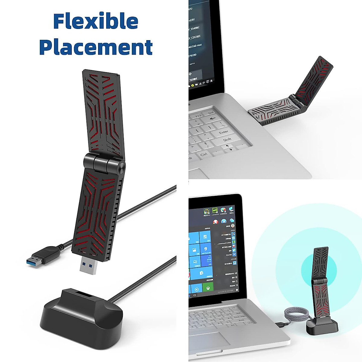 WAVLINK AX1800 WiFi 6 USB Adapter for PC, Dual Band Wireless USB Network Adapter for Desktop Laptop, 5GHz & 2.4GHz, MU-MIMO, 802.11ax, Supports Windows 11/10/7
