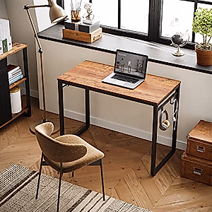 VASAGLE ALINRU L-Shaped Computer Corner Desk, 58.7 x 58.7 x 29.5 Inches, Walnut Brown + Black & Computer Writing Desk, 39 Inch Office Study Table, 39.4", Walnut Brown