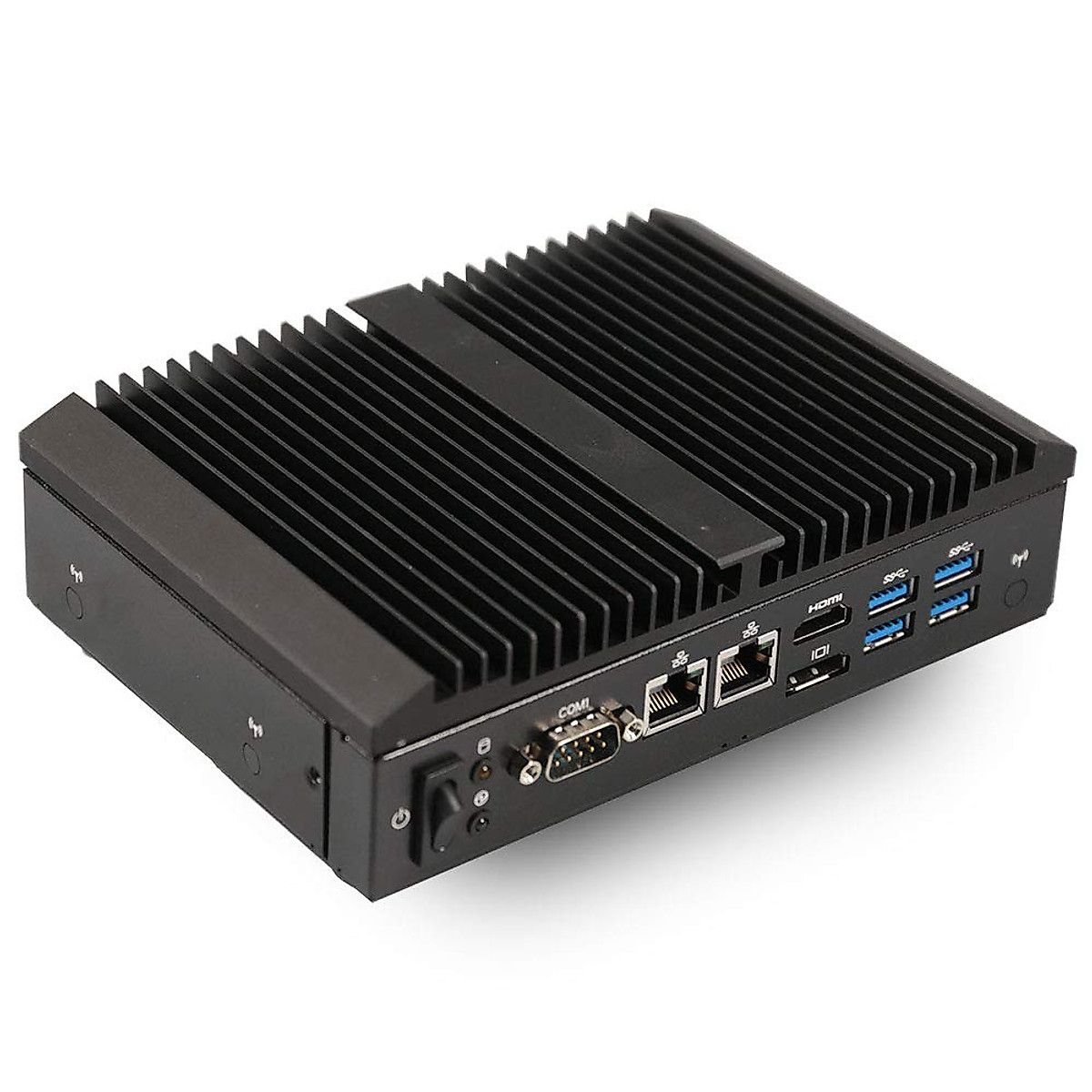 GigaIPC QBiX-Pro-KBLB7100H-A1 Fanless Industrial Intel Core i3 Mini PC, Wide DC Input, Wide Operating Temp (8GB DDR4 SODIMM + 500GB SATA M.2, Ubuntu LTS)