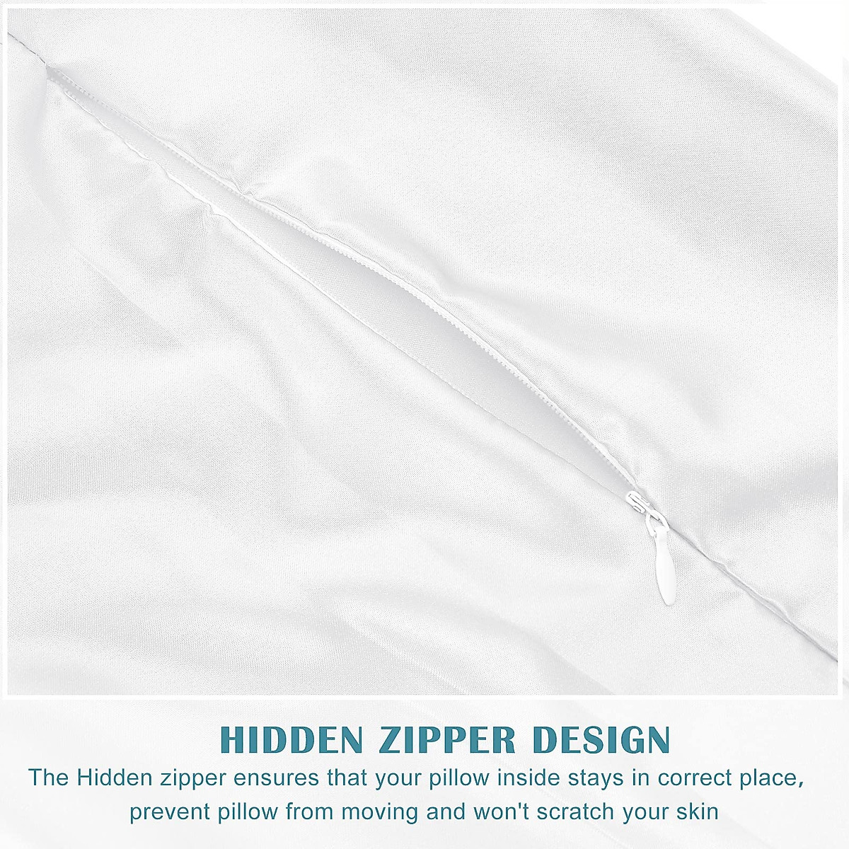 Remerry 4 Pack 16 x 6 Inches White Neck Roll Pillow Case Cover Only Round Bolster Cervical Roll Satin Cylinder Pillow Case Cover with Zipper