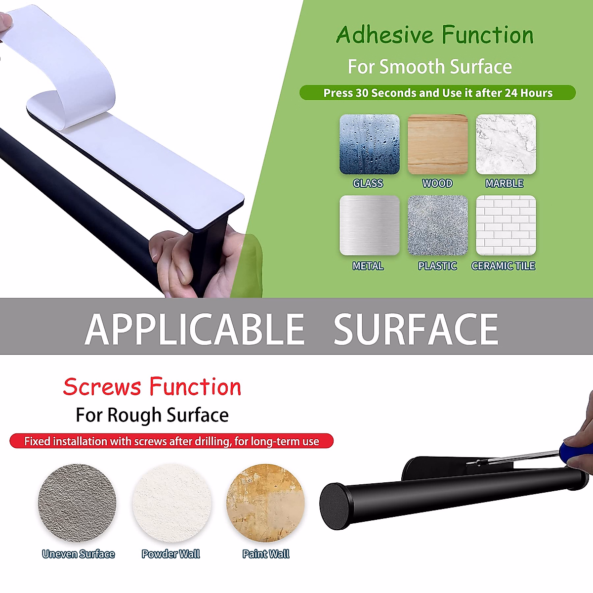 Magnetic Paper Towel Holder, OBODING, 3-in-1 Multifunctional Black Kitchen Paper Towel Holders with Strong Magnetic Backing, for Kitchen, Refrigerator, Grill, Garage, Toolbox, RV (Black)