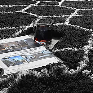 BSTLUV Soft Fuzzy Rugs for Living Room,Bedroom,6x9 Rug,Big Shag Furry Carpet,Black and White Rug,Fluffy Plush Area Rug,Large Cool Modern Rugs for Apartment,Classroom,Home Office,Men,Boys Room Decor