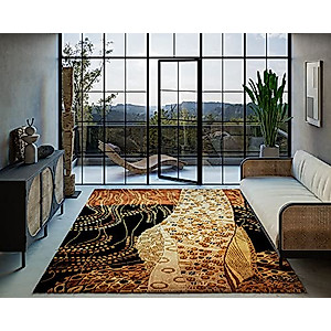 Momeni Rugs New Wave Collection, 100% Wool Hand Carved & Tufted Contemporary Area Rug, 3'6" x 5'6", Black