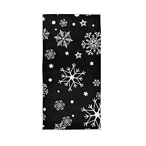 Winter Snowflake Soft Hand Towels for Bathroom 30X15,Decorative Black and White Kitchen Dish Fingertip Towels Washcloth for Guest Gift Home Family