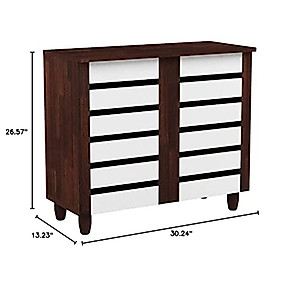 Baxton Studio Wholesale Interiors Gisela Oak and White 2-Tone Shoe Cabinet with 2 Doors