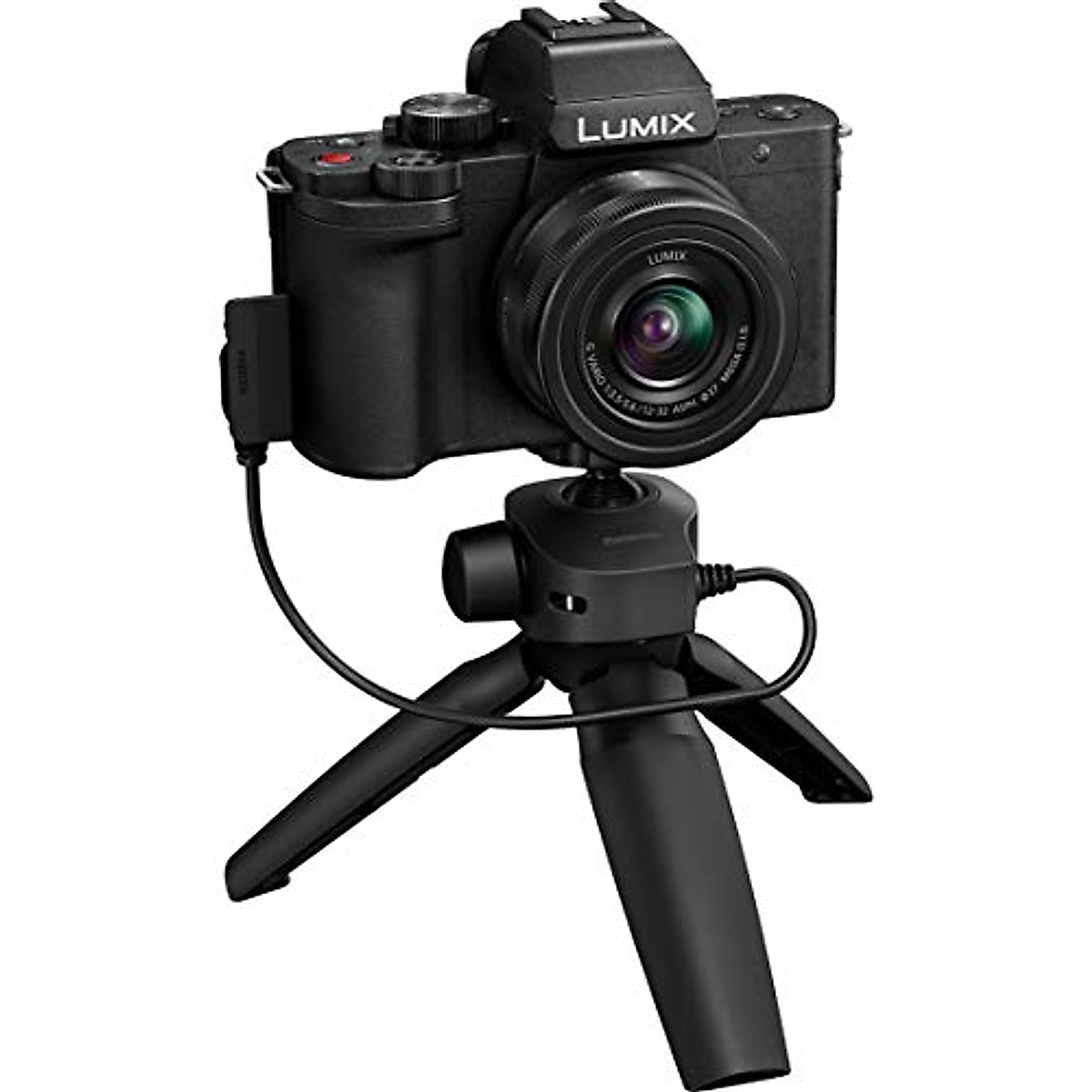 Panasonic DC-G100VK LUMIX G100 Mirrorless Camera 4K Vlogging Kit with 12-32mm Lens + DMW-SHGR1 Tripod Grip Bundle with Deco Gear Case + Microphone + 64GB Card + Photo Video Software Kit & Accessories
