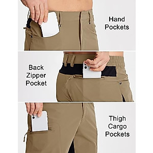 MAGCOMSEN Men's Khaki Hiking & Cycling Shorts with Pockets, Quick Dry, Stretchable, Size 38