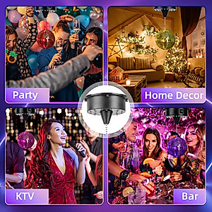 DJBoomy Rotating Disco Ball Motor Light with Remote: 3-Speed Adjustable Mirror Ball Spinner Plug in or Battery Operated - 18RGBW Led Light Up 4 6 8 12 inch Party Disco Balls Rotator