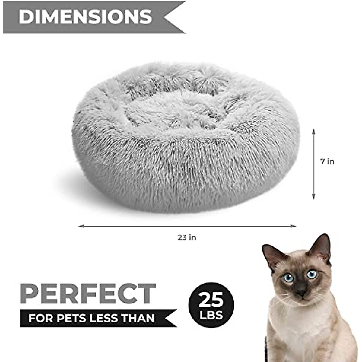 Whiskers & Friends Cat Bed, Cat Beds for Indoor Cats Washable, for Small Cat Bed, Large Cat Bed, Kitten Bed, Small Dog Bed, Anti Anxiety Calming Pet Bed, Cat Beds & Furniture, Round Cat Nest Bed