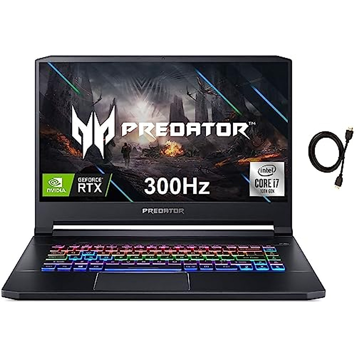 acer Predator Triton 500 PT515 15.6" FHD IPS 300Hz Gaming Laptop, 10th Gen Intel 6-Core i7-10750H, 64GB RAM, 2TB PCIe SSD, NVIDIA GeForce RTX 2070 8GB, RGB Keyboard, Windows 10 Home + HDMI Cable