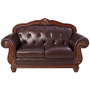 ACME Top Grain Leather Loveseat, Dark Brown Leather