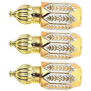 Healeved 3pcs Mini Arabic Crystal Glass Roller Bottles 3ml Gold Refillable Essential Oil Roll On Dispenser Empty Tiny Perfume Sample Container