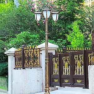 SHABOZ European Patio Light Glass Lantern Column Lamp 3-Lights Household Super Bright High Pole IP55 Thick Lights Outdoor Patio Outdoor Decor Rural Landscape Lantern E26/E27