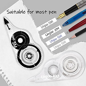 Unjoo Whiteout Correction Tape, Easy To Use Applicator for Instant Corrections Correct Wrong Writing At Any Time, For school, Office (12pack, 5M/196" x 0.2", Black)