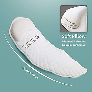 Idle Hippo Full Body Bath Pillow with No-Slip Suction Cups, Extra Wide Spa Bathtub Mattress for Neck Shoulder and Back Support, Headrest Cushion Hot Tub Accessories for Adults - 49'' x 19''