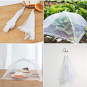 HBlife Inflatable Serving Bar & Food Umbrella Mesh Cover Screen Tent Set, Party Supplies Set for Picnics Pool Bar Outside, 2 Inflatable Tray, 6 Food Tents/Food Covers for Outdoors (White)