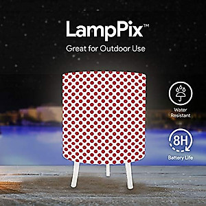 5x7 Inch LED Desk Lamp - Light Red Dots Custom Canvas Printed Table Light 16 Colors - 5 Level Dimmer - 4 Lighting Effects - Rechargeable Light - Remote Control. by LampPix Made in The USA.