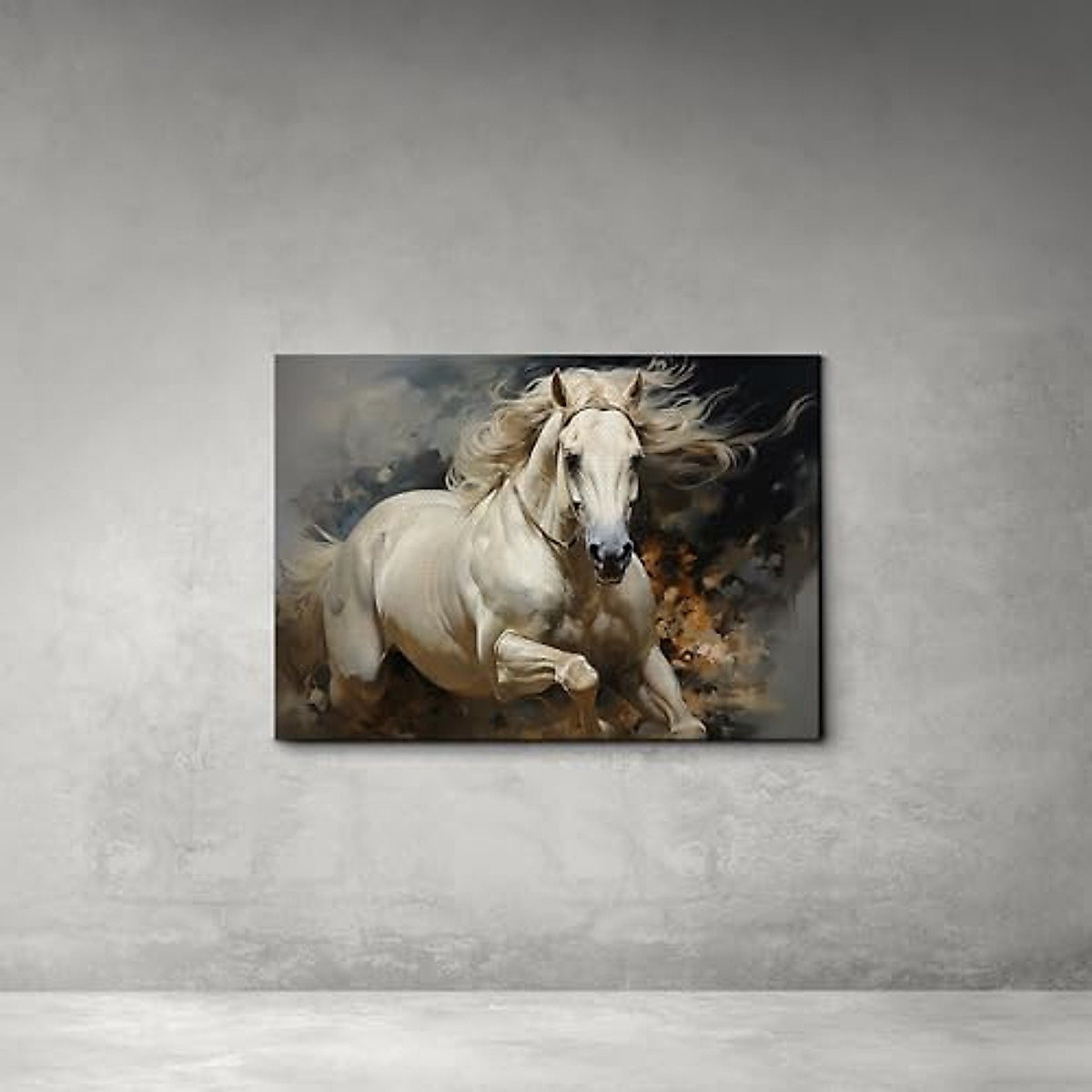 Majestic Black Stallion Galloping In The Clouds, Black Horse On Salt Flats, Canvas Print, Black Horse Print, Black Horse Wall Art