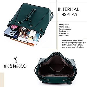Angel Barcelo Backpack Purse for Women Fashion Backpack Purses PU Leather Daypacks Shoulder Bag Satchel Purse Green