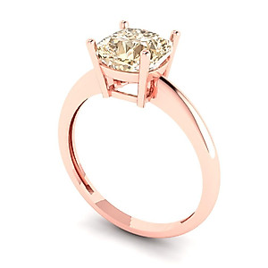 Clara Pucci 2.0 ct Cushion Cut Solitaire Genuine Natural Morganite Gem Wedding Bridal Designer Anniversary Engagement Ring 14k Rose Gold