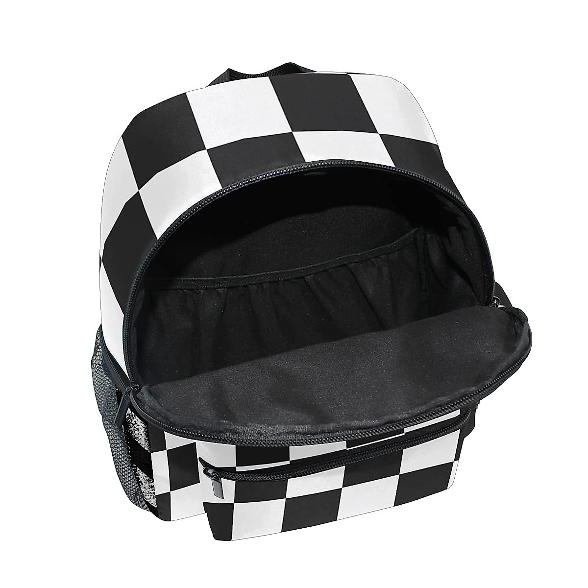 ODAWA Custom Black and White Checkerboard Backpack for Boys Girls, Personalized Backpack with Name/Text, Customization Preschool Backpack Kindergarten