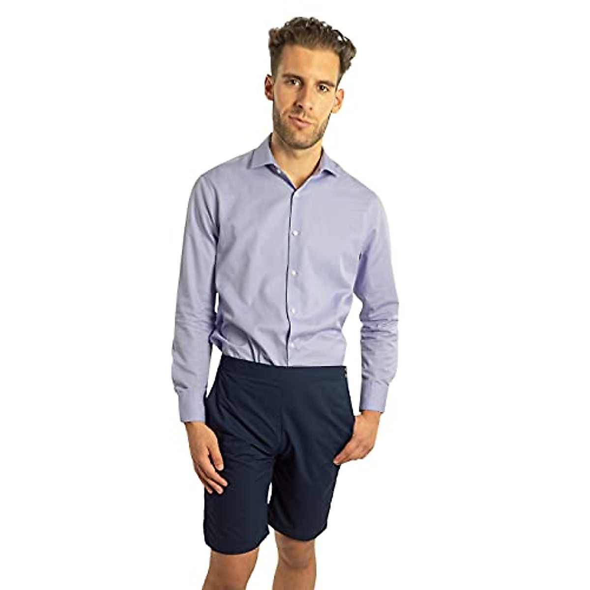 Inspired Comforts Men's/Unisex Tearaway Post Surgery Recovery Shorts with Pockets |Hidden Easy Open Side Snaps | Adjustable Elastic |100% Cotton | XL, Navy