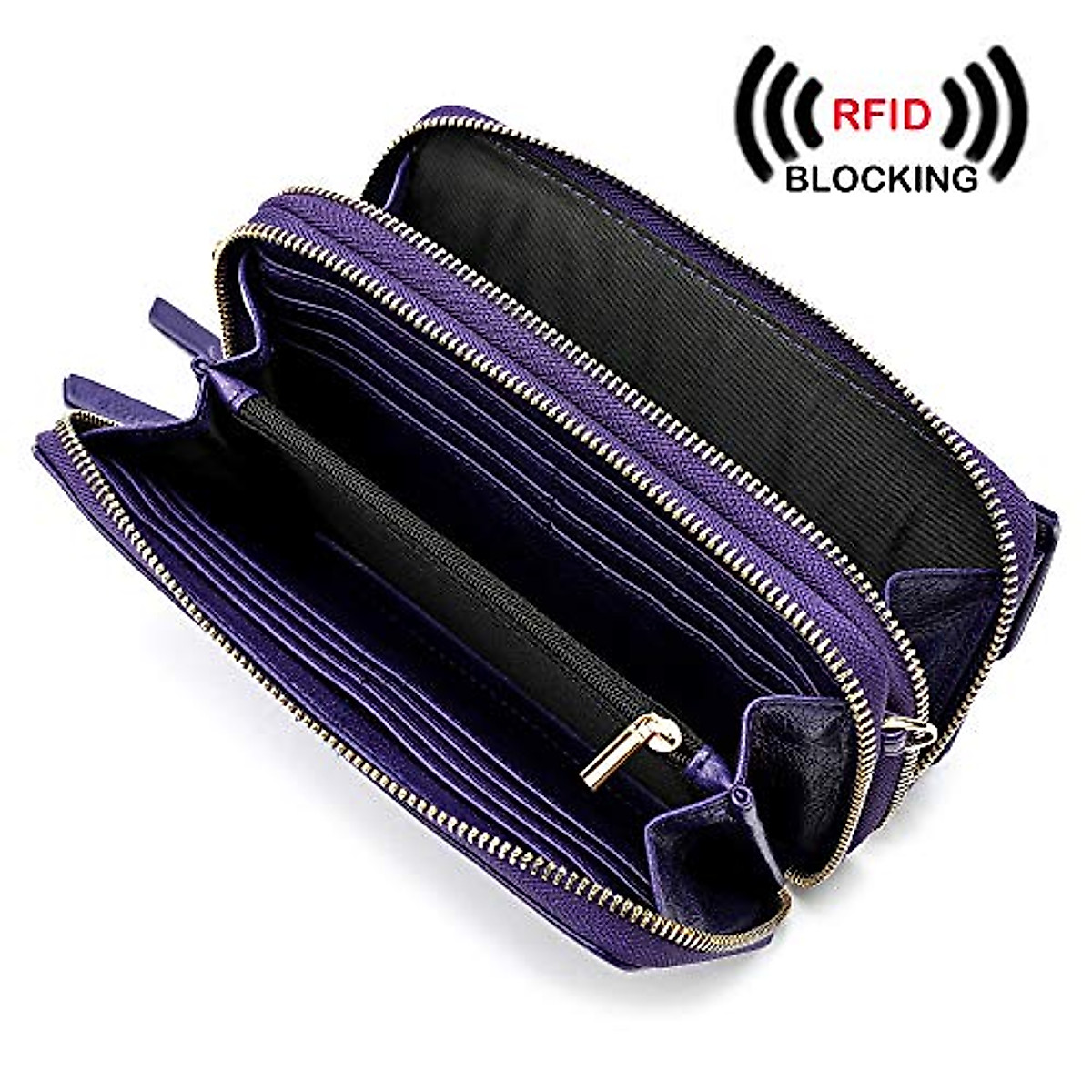 Women Crossbody Wallet RFID Blocking Cell Phone wristlet Purse with shoulder strap small cross body bag (purple)