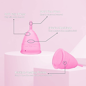 LEASEN Period Cup, Set of 2 Menstral Cups, Period Kit with Menstrual Cup Wash for Feminine Care, Premium Design with Soft, Flexible, Medical-Grade Silicone