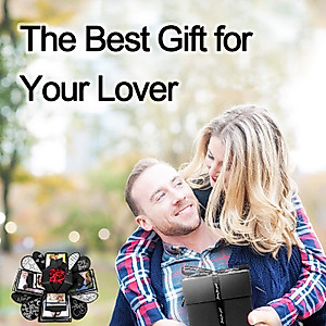 Wanateber Explosion Box DIY Gift - Love Memory, Scrapbook, Photo Box for Birthday Gift, Anniversary,Wedding or Valentine's Day Surprise Box (Black)