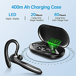 Bluetooth Headset Wireless Bluetooth Earpiece 5.3 Clear Call with 2 ENC Microphone, 80Hrs Ultra Long Playtime Hands-Free Earbuds for Driving/Business/Office, Compatible for IOS/Android Cellphone 2023