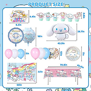202PCS Cute Birthday Party Supplies, Kawaii Birthday Party Decorations include Banner, Latex Balloons, Backdrop, Cake Topper, Tableware, Plates, Napkins, Temporary Tattoos for Kids Birthday