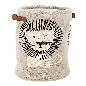 Safavieh Baby Collection Dandy Lion Grey and Black Cotton Handles Storage Basket