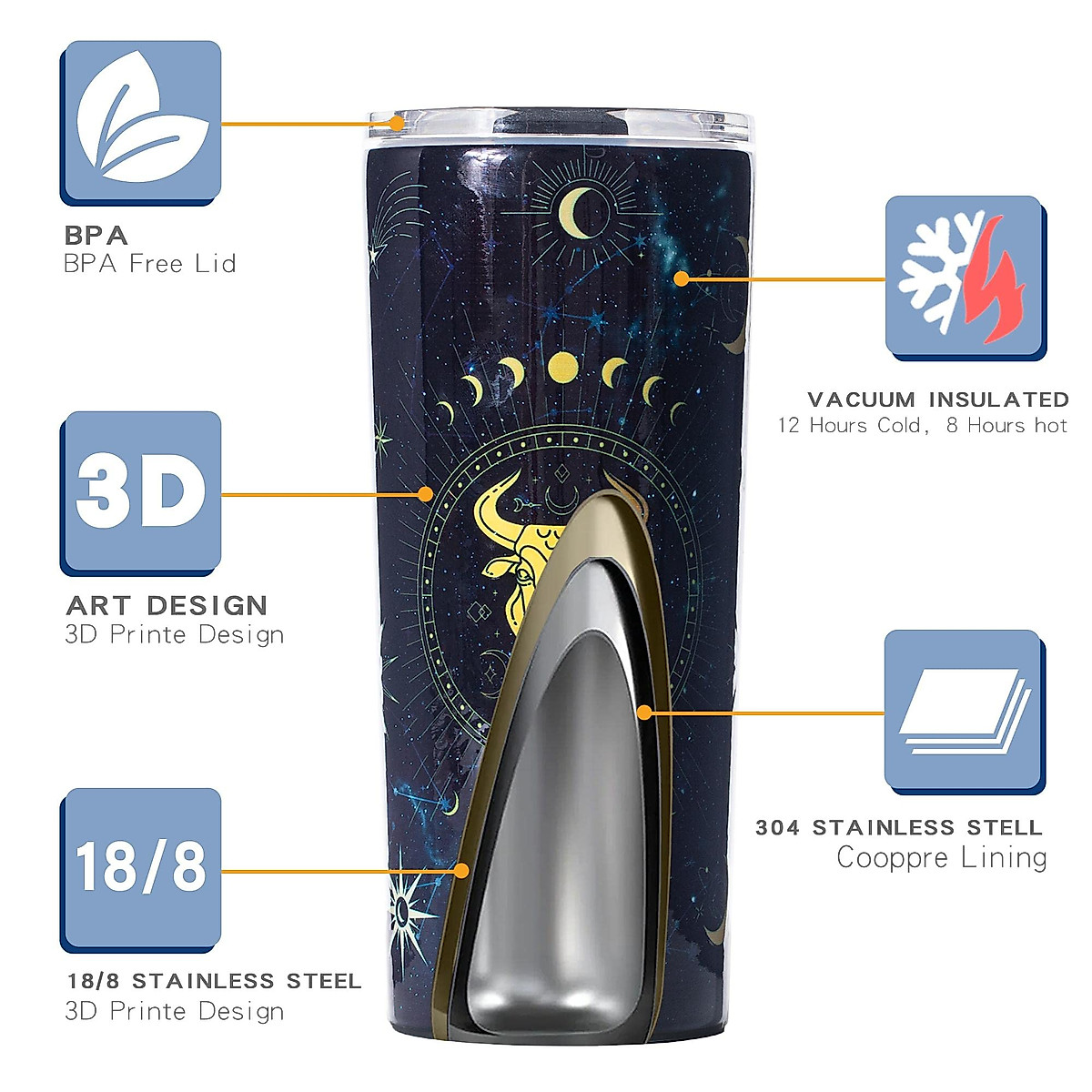 Weboia 20 oz Taurus Tumbler Birthday Gifts For Women Zodiac Insulated Mug Thank You Gifts For friend Coffee Cup Christmas Funny Gift For MoM,Dad,Sister,Wife