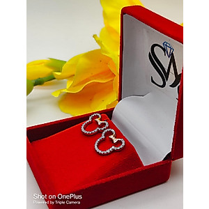 Sidapsjewels 0.18 Ct Mickey Mouse & Minnie Mouse Diamond Outline Stud Earrings 14K White Gold Over