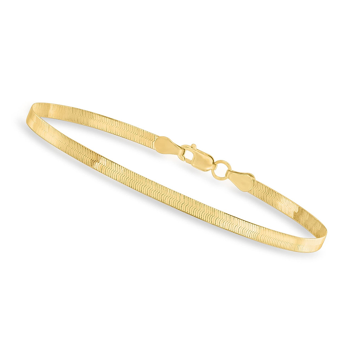 Canaria 3mm 10kt Yellow Gold Herringbone Bracelet. 7 inches