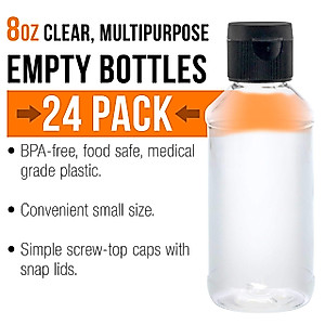 U.S. Art Supply 8 ounce Squeeze PET Plastic Bottles with Flip Cap - BPA-free, food safe, medical grade plastic, acrylic pouring paint (Pack of 24)