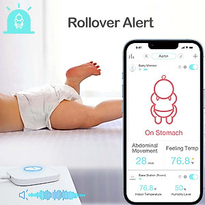 Sense-U Smart Baby Monitor 3 (Long Range & FSA/HSA Approved) - Tracks Abdominal Movement, Rollover, Sleeping Position, Temperature with Real-time Alerts from Anywhere (Green)