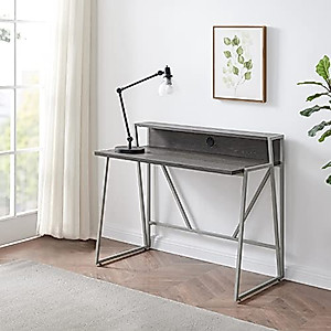 Leick Home Fletcher Ready-to-Assemble Contemporary Single-Shelf Writing Desk for Home Office, 44" L x 23.75" W/D, Gray