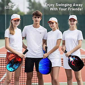 CELLOOK Pickleball Paddles Set of 4, Wooden & Honeycomb Core Pickle Ball Rackets, 4 Pickle Balls, 4 Cooling Towels & Pickleball Bag, Gifts for for Adults Kids Beginners (Dazzling)