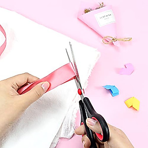 Multipurpose Sharp Scissors Set of 5, Premium Stainless Steel Blades, Comfort Grip Handles, Fabric Craft Scissors for Office School and Home, Right/ Left handed, 5.5/6.8/7.6/8/9.5inch (Black, Red)…