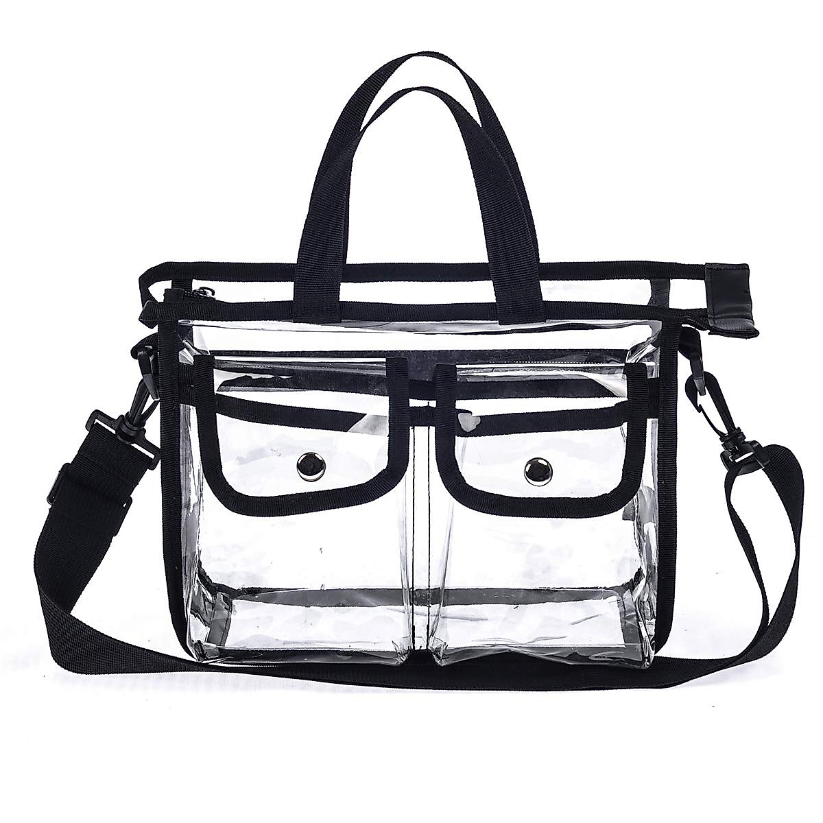 Jula Vance Medium Clear PVC Makeup Artist Set Bag Transparent Cosmetic Storage Bag Travel Make up Kits Organizer MUA Bag Stadium Approved Clear Tote Bag with Removable Shoulder Strap