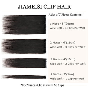 Clip In Extensions Human Hair,Double Weft Remy Hair 70g 7pcs Silky Straight 12 Inches #1B Natural Black Clip in Hair Extensions