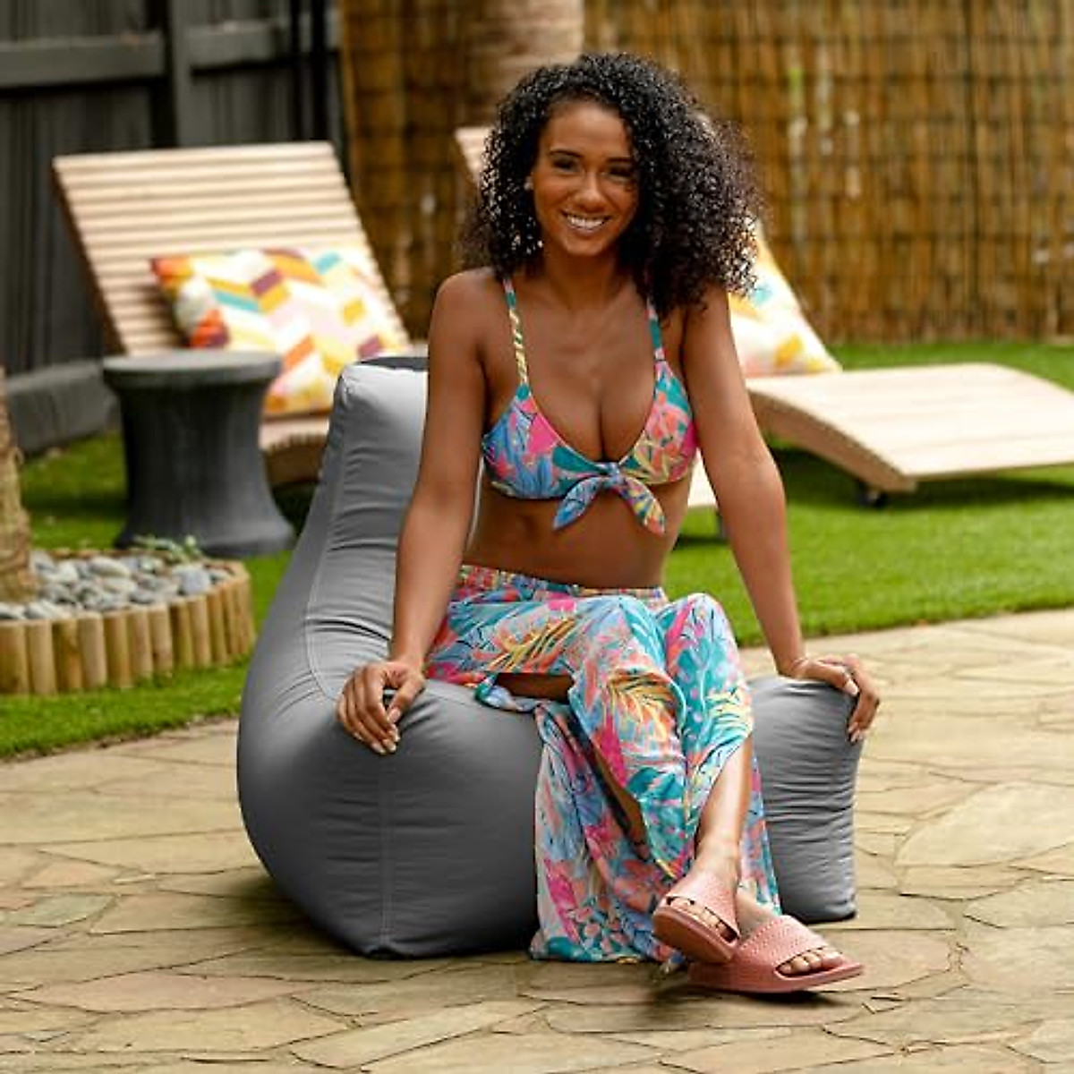 Jaxx Juniper Outdoor Bean Bag Patio Chair & Poolside Lounge, Slate