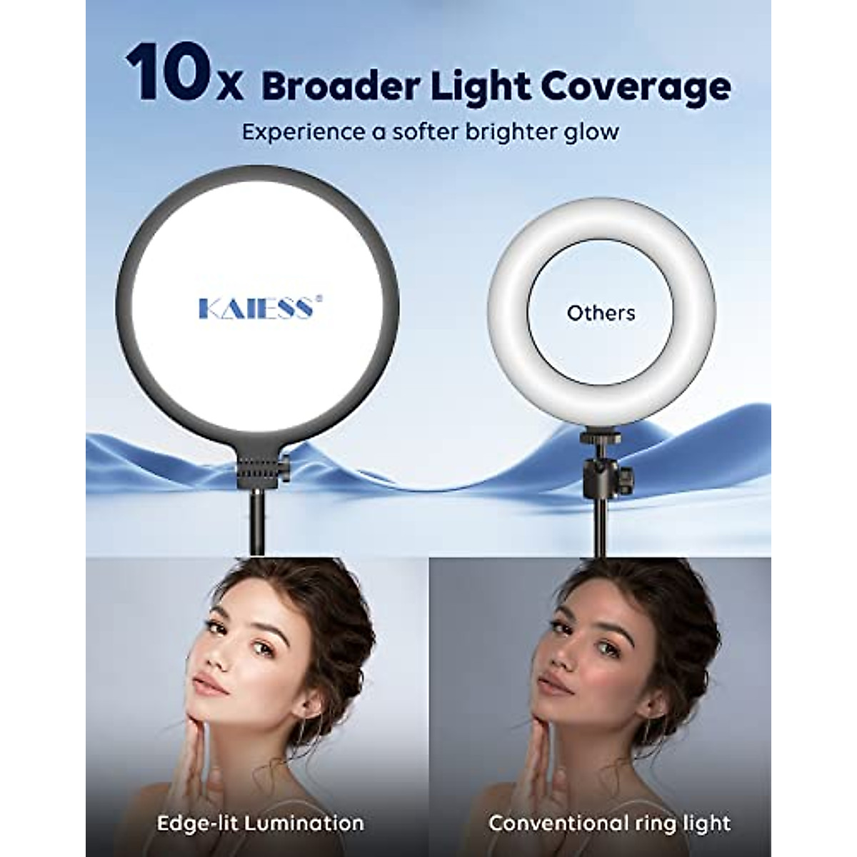 Newest 10.5" Full-Screen Light for Zoom Meeting - Kaiess 10x Lighting Area & Easy Adjustable Colors & Brightness Zoom Light with Flexible Stand & Versatile Phone Holder Fit for Streaming/Video Call