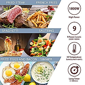 Induction Cooktop, CUSIMAX 1800W Portable Induction Burner with Timer, Sensor Touch Countertop Burner, 10 Temperature and 9 Power Setting, Kids Safety Lock for Cast Iron, Stainless Steel Cookware