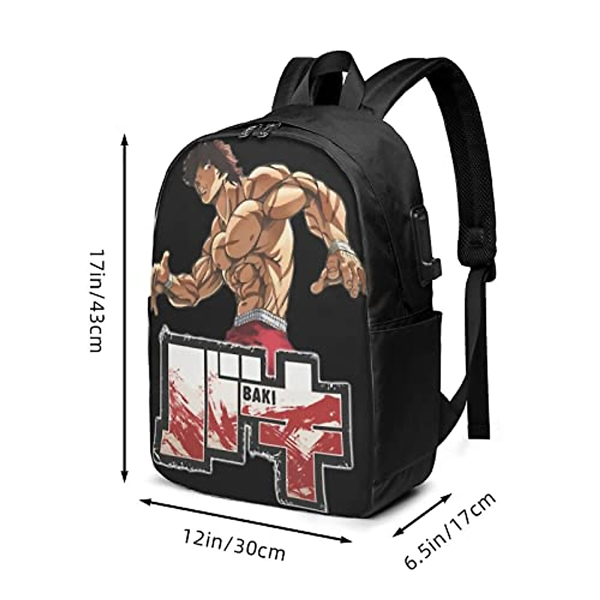 WAYOQI Baki the Grappler Laptop Backpack College Backpack Waterproof Durable Business Backpack With Usb Port Work Travel Casual Daypack 17 Inch